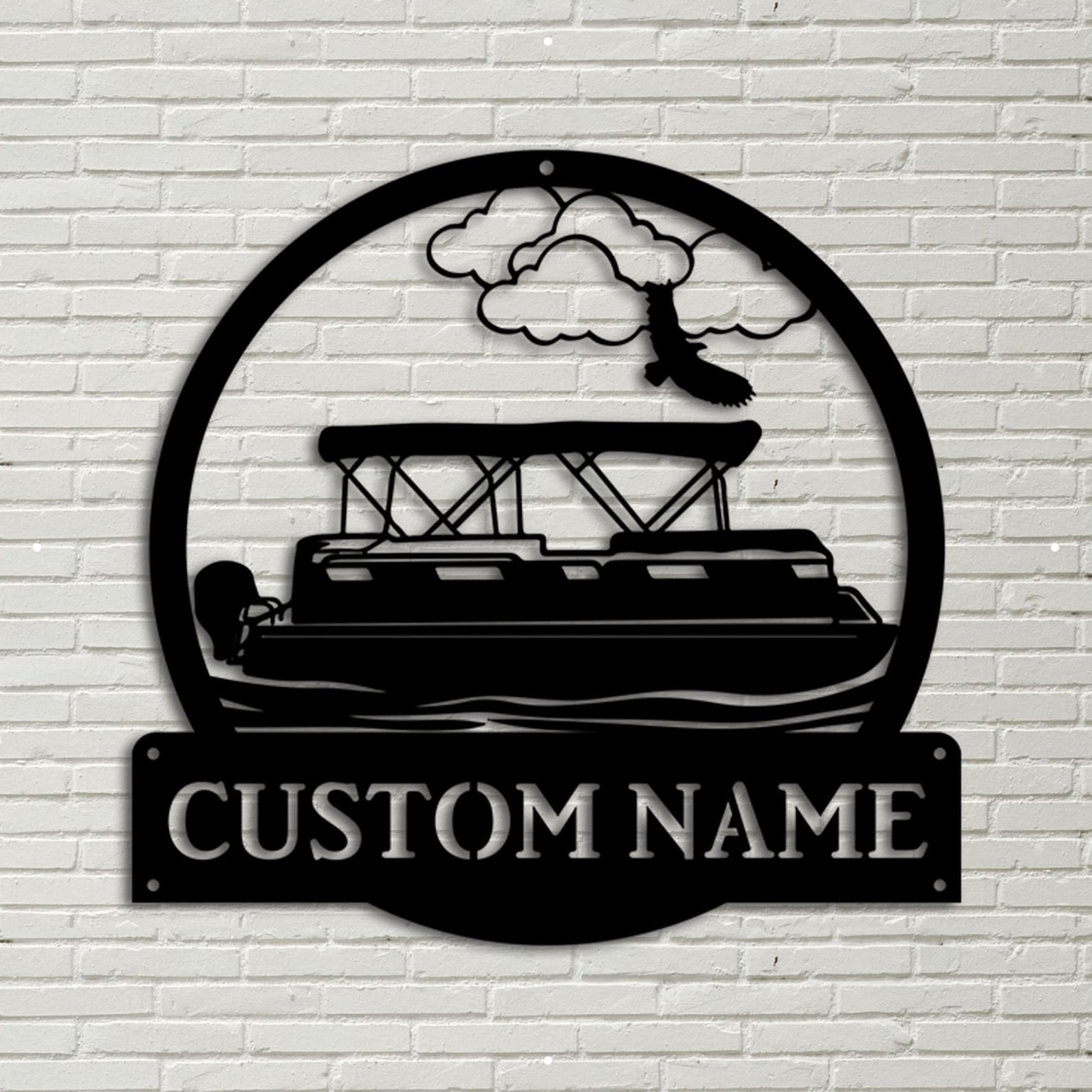 Personalized Pontoon Boat Metal Sign Art, Custom Pontoon Boat Monogram ...