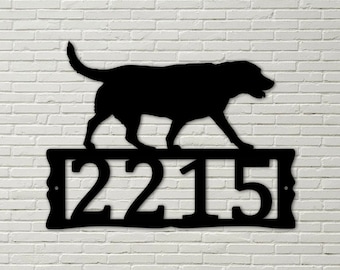 Labrador Retriever Metal Address Plaque for House, Address Number ...