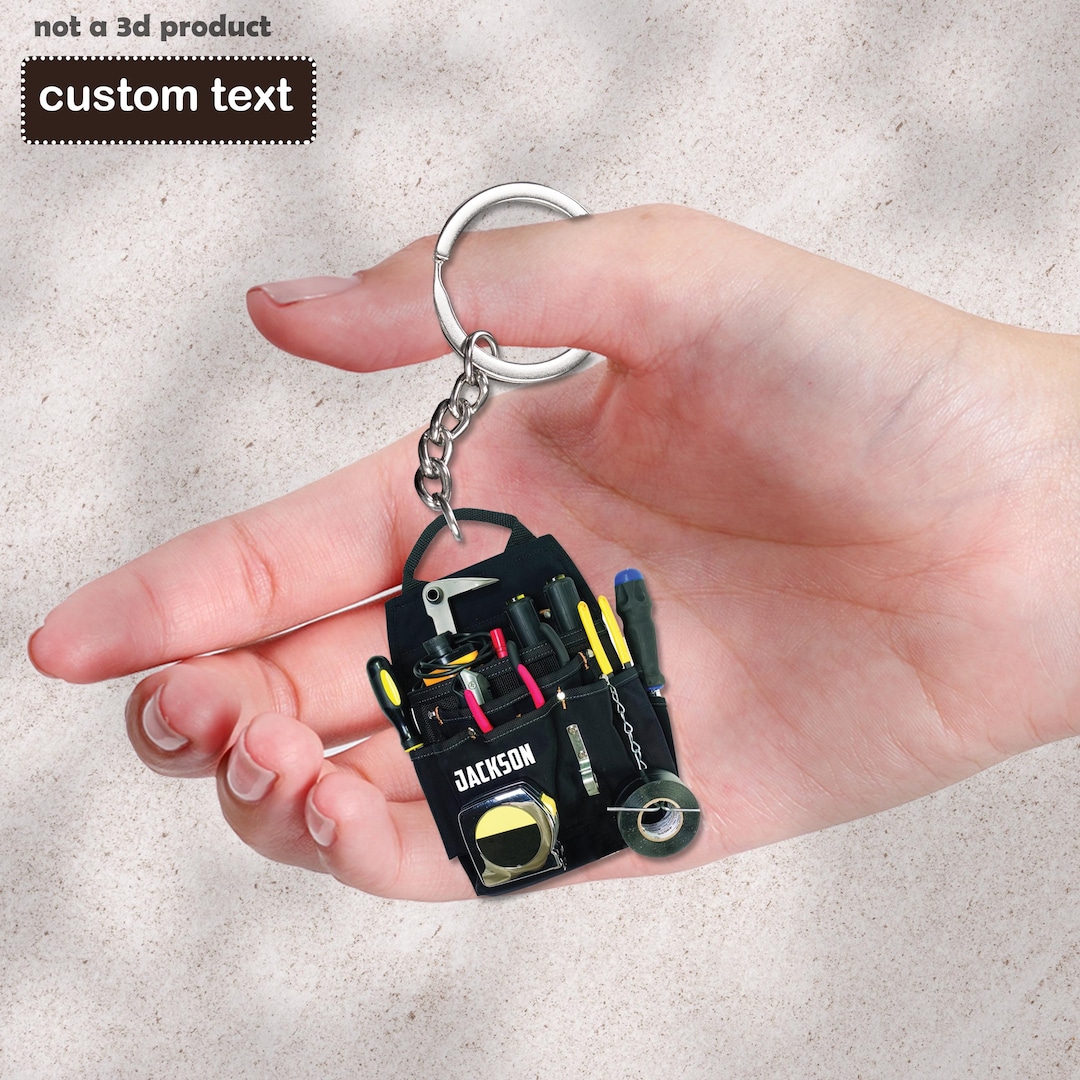 Electrician Tool Bag Personalized Acrylic 2D Keychain, Electrician Gift ...