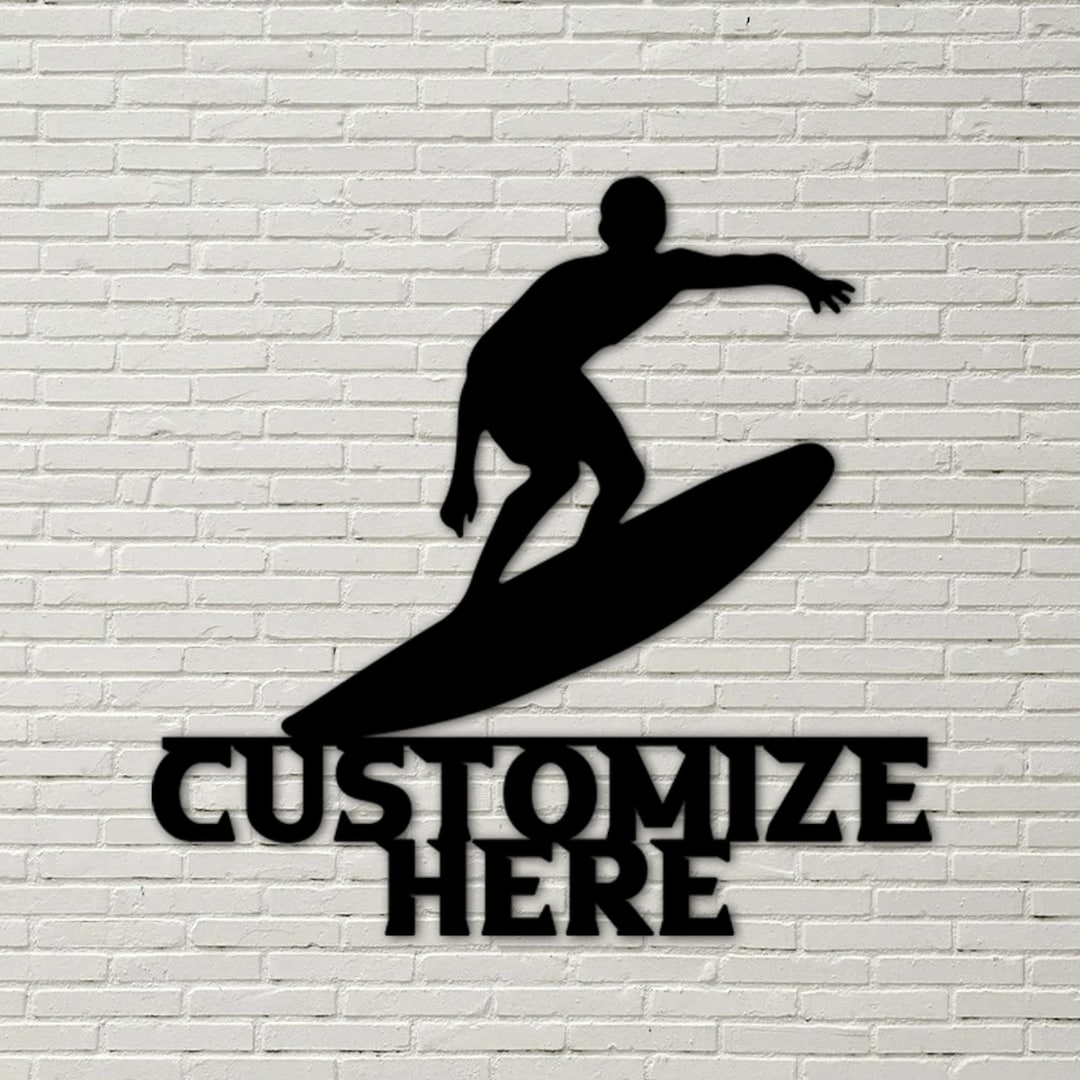 Customizable Metal Surfing Sign, Surfing Decoration, Personalized Metal ...