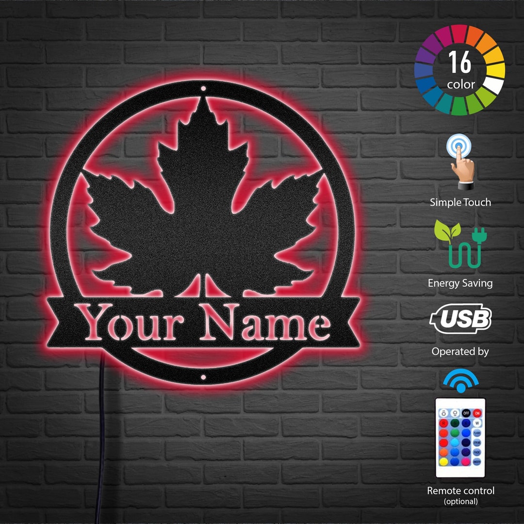 Maple Leaf Metal Sign, Canada Metal Sign, Personalized Led Maple Leaf ...