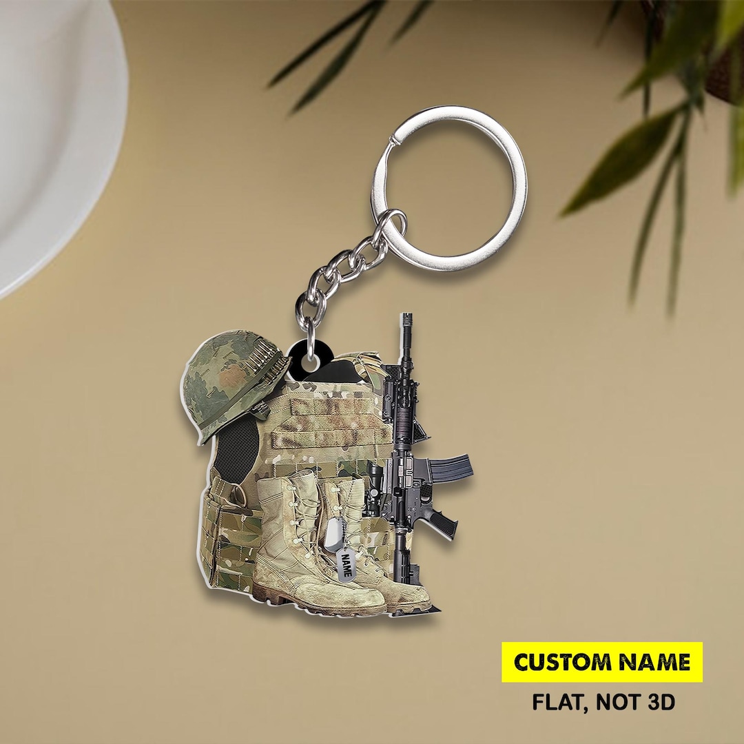 Personalized Military Uniform Acrylic Keychain, Soldier Tactical Vests ...