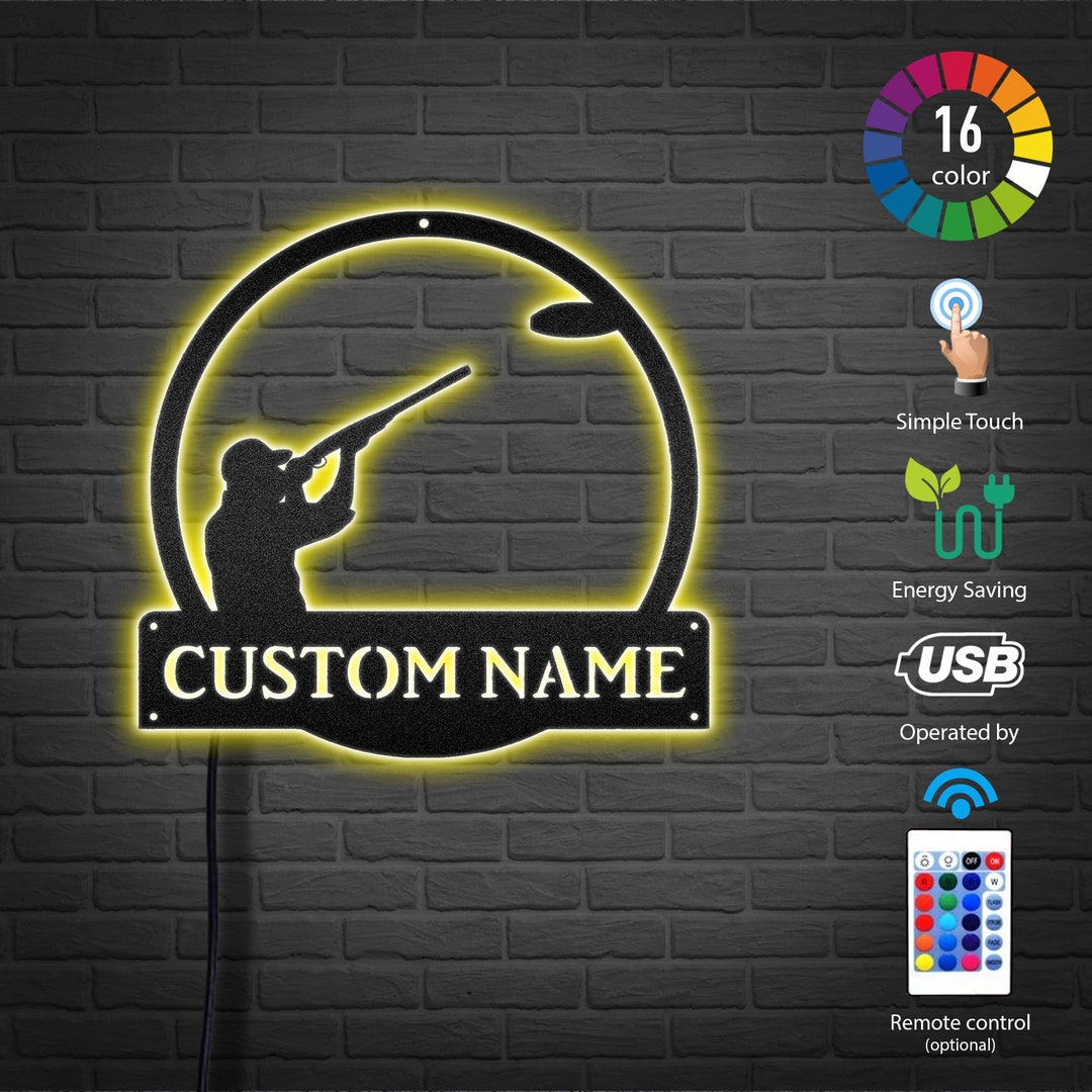 Personalized Trap Shooting Monogram Metal Sign Art, Custom Led Trap ...