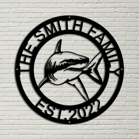 Shark Metal Sign Last Name Shark Sign Metal Shark Sign - Etsy