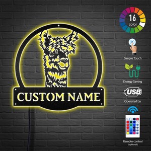 Personalized Llama Animal Monogram Metal Sign Art, Custom Llama Metal ...