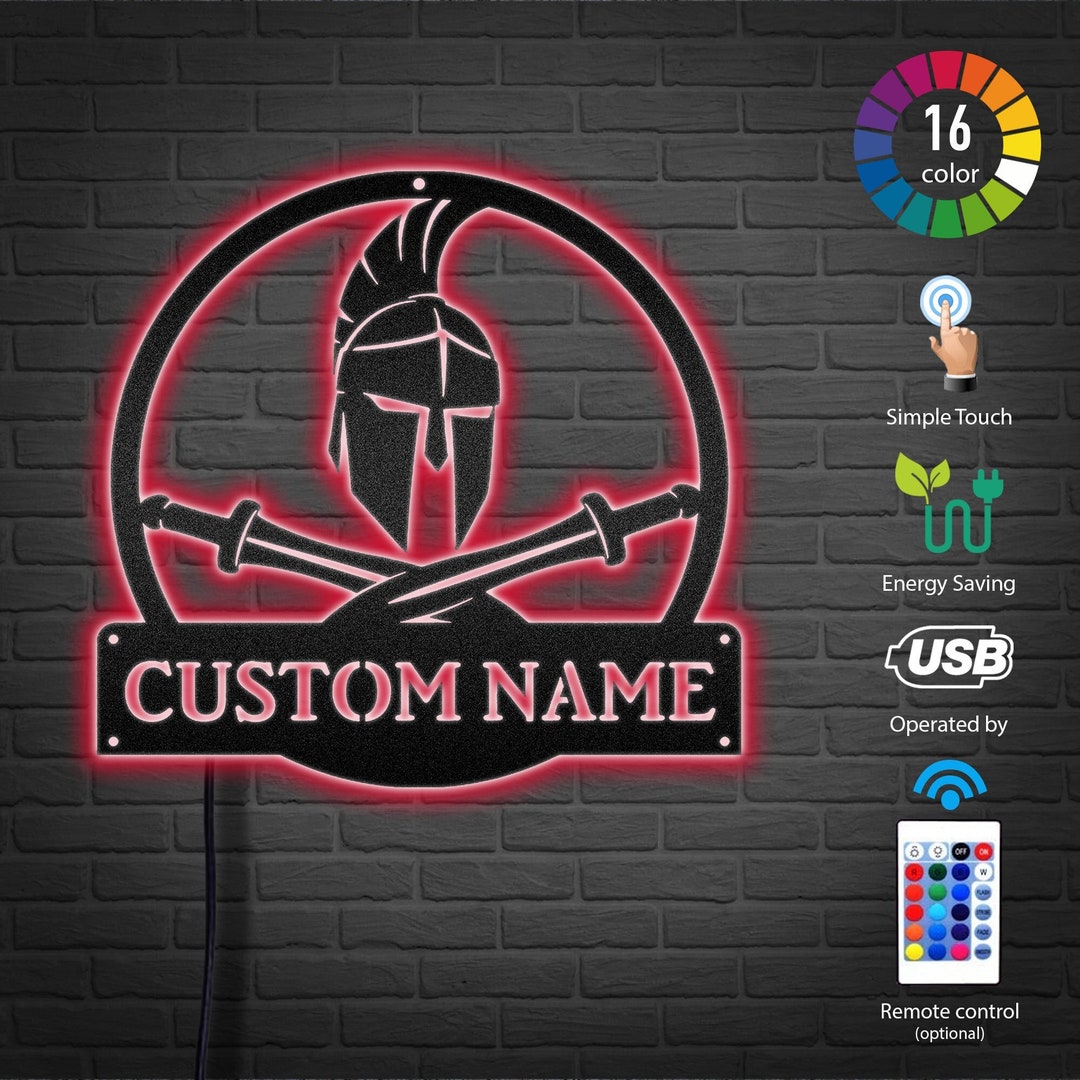 Personalized Spartan Warrior Monogram Metal Sign Art, Custom Spartan ...