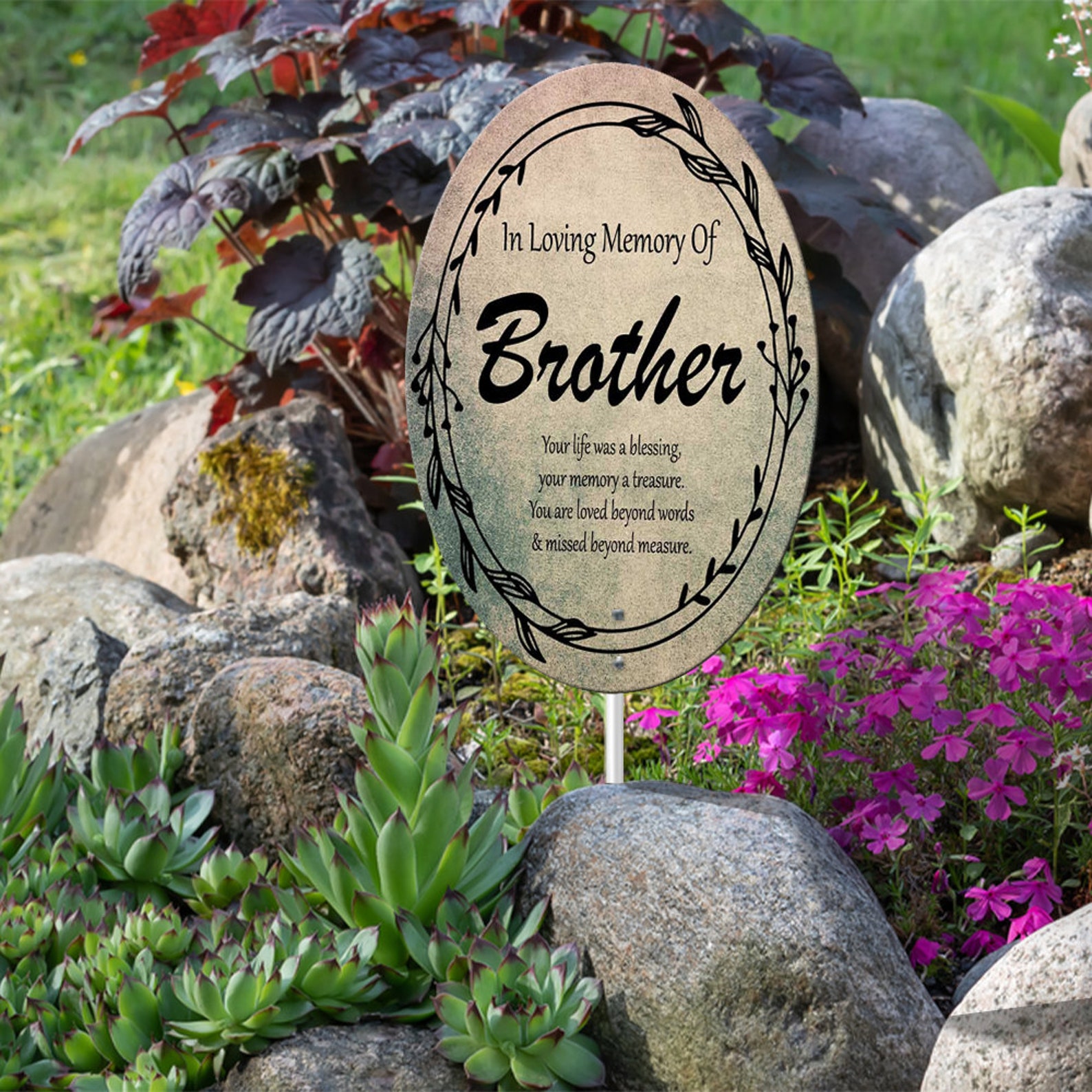 Brother Memorial Stake - Plaque, Outdoor Grave Marker, Personalised ...