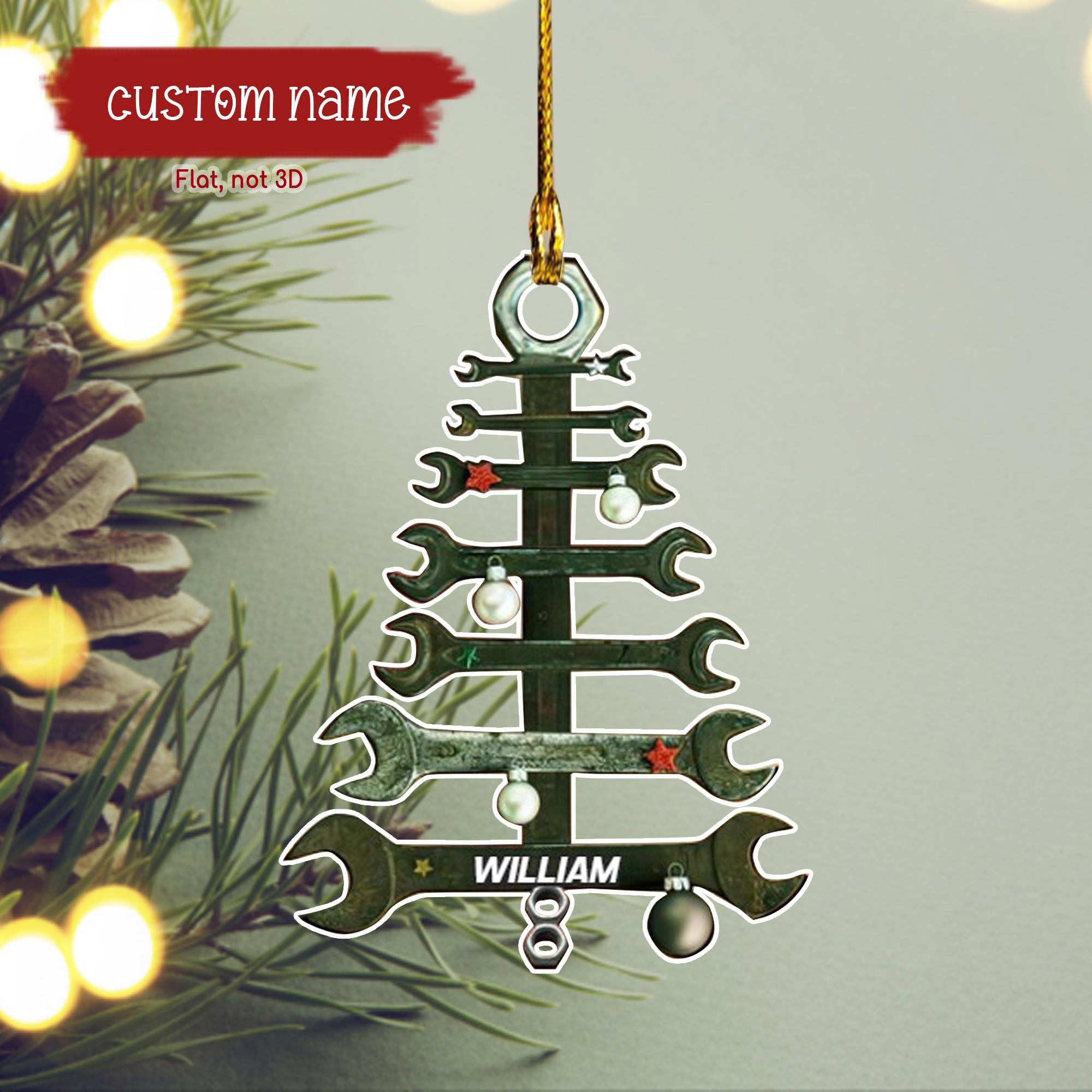 Personalized Wrench Tree Ornament , Mechanic Ornament, Repair Mechanic ...