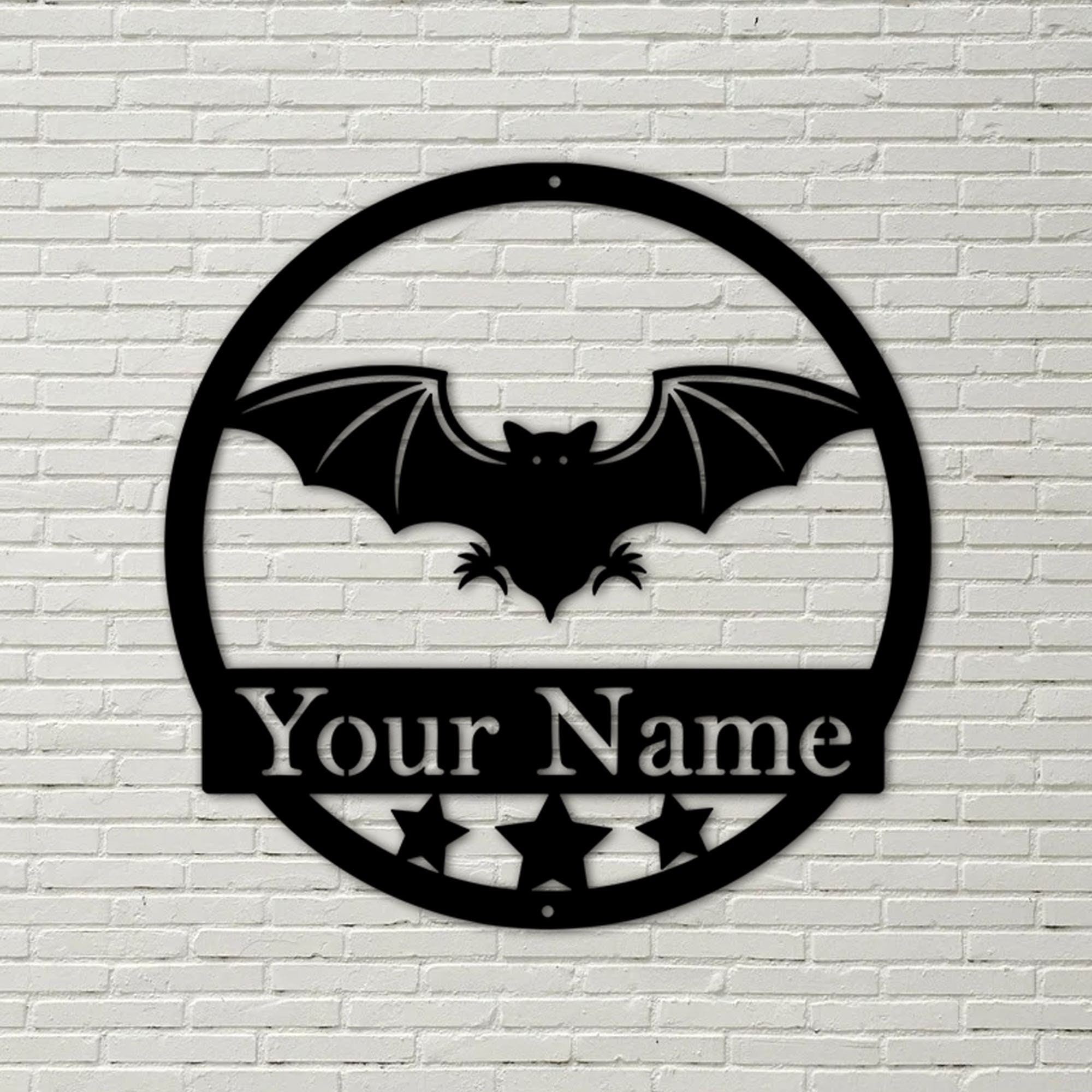 Bat Metal Sign Metal Name Sign Black Halloween Decor - Etsy