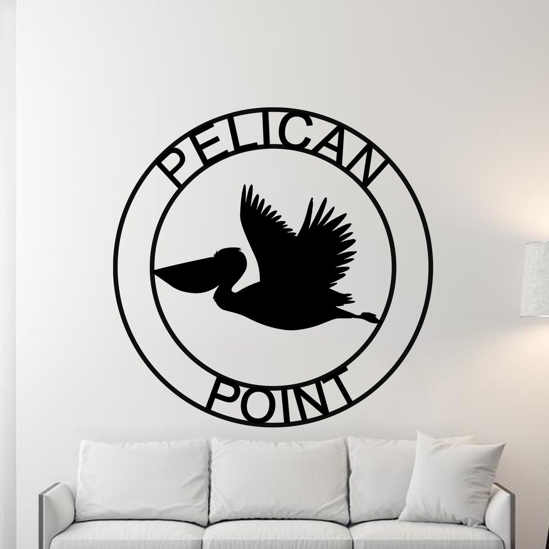 Personalized Metal Pelican Sign, Customizable Door Hanger or Wall Art ...