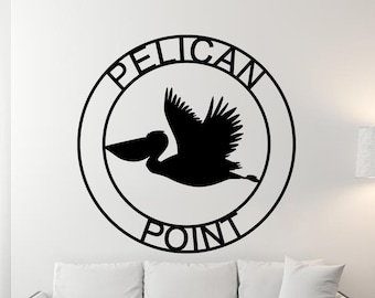 Personalized Metal Pelican Sign, Customizable Door Hanger or Wall Art ...