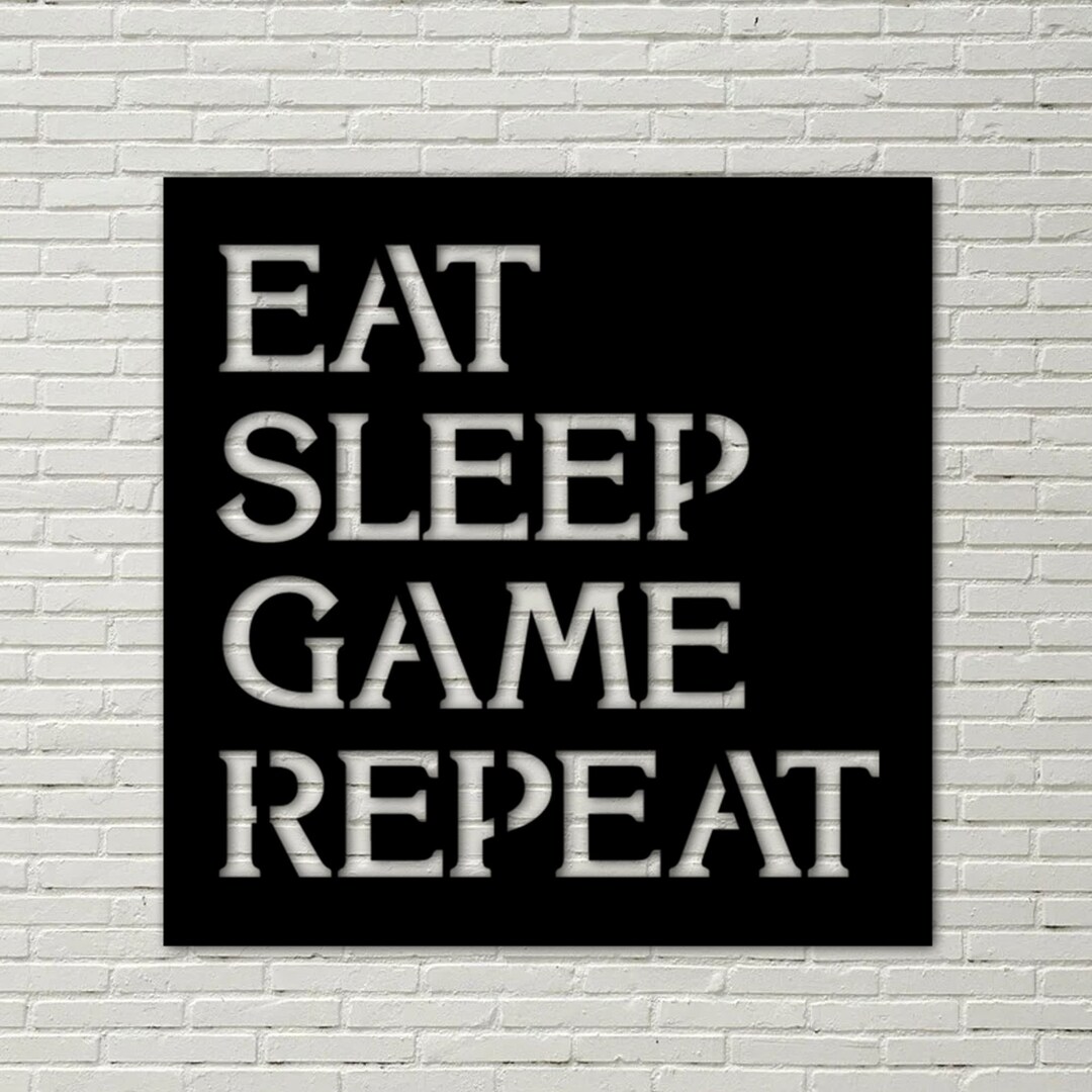 Metal Gaming Sign, Eat Sleep Game Repeat Sign, Metal Gaming Decoration ...