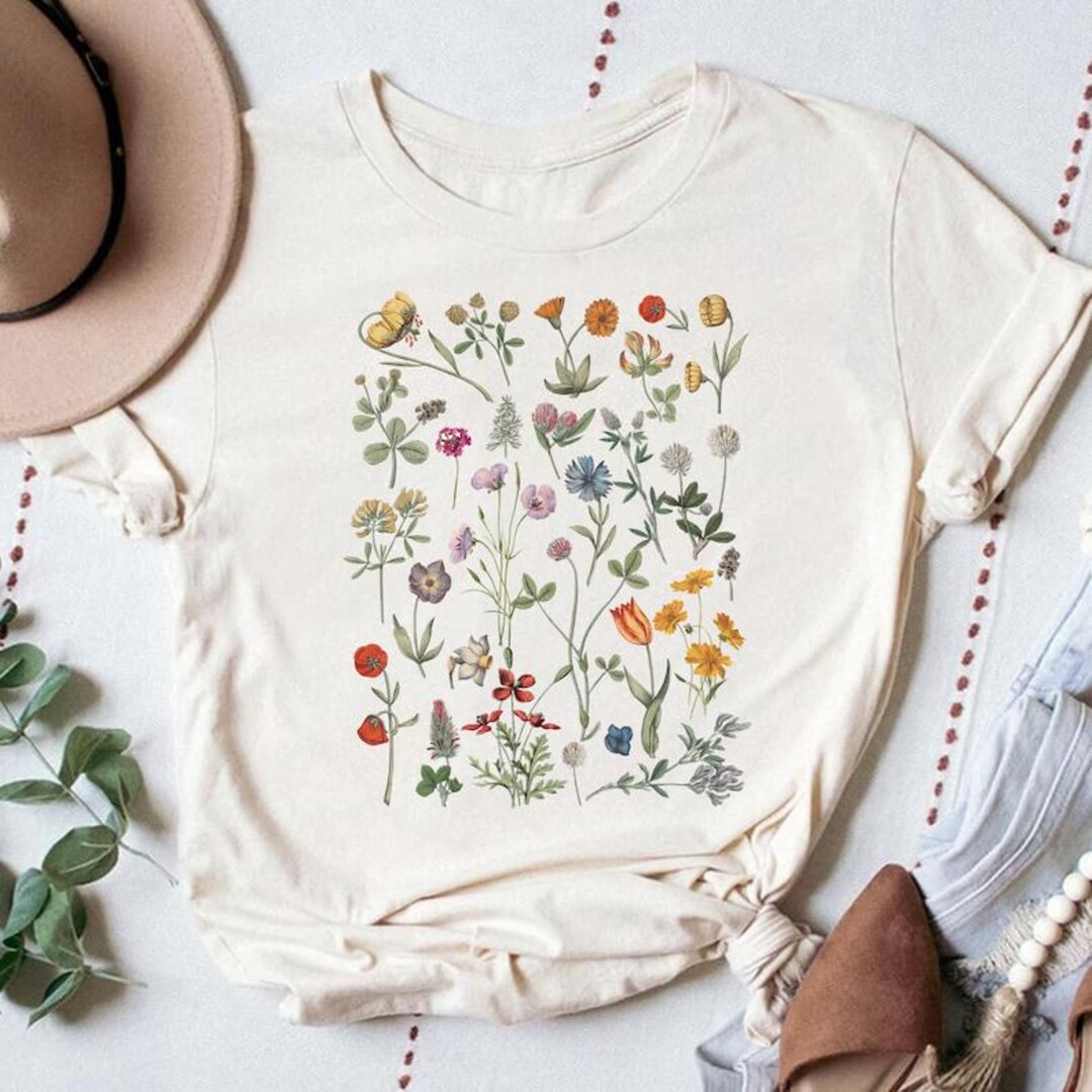 Flower Botanical Shirt, Vintage Flower Shirt, Gardener Gift, Wildflower ...