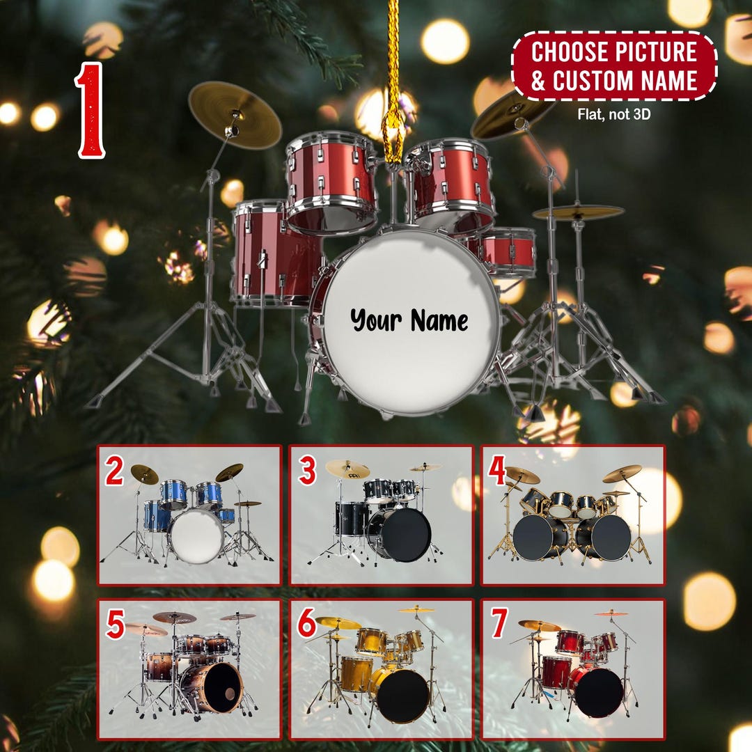 Personalized Colorful Drums Christmas Ornament, Gift for Drummer, Drum ...