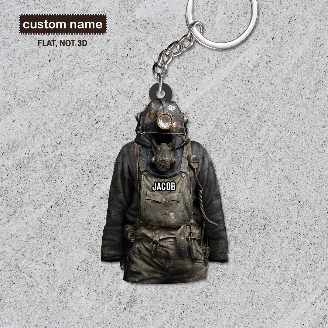 Coal Miner Acrylic Flat Keychain, Coal Miner Custom Name Keychain, Coal ...