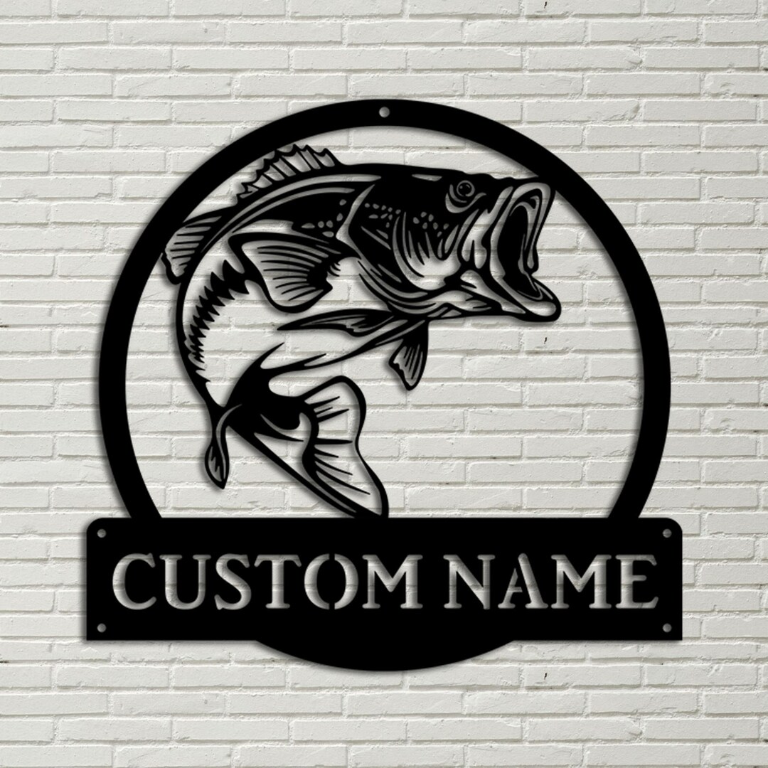 Personalized Largemouth Bass Fish Monogram Metal Sign Art, Largemouth ...