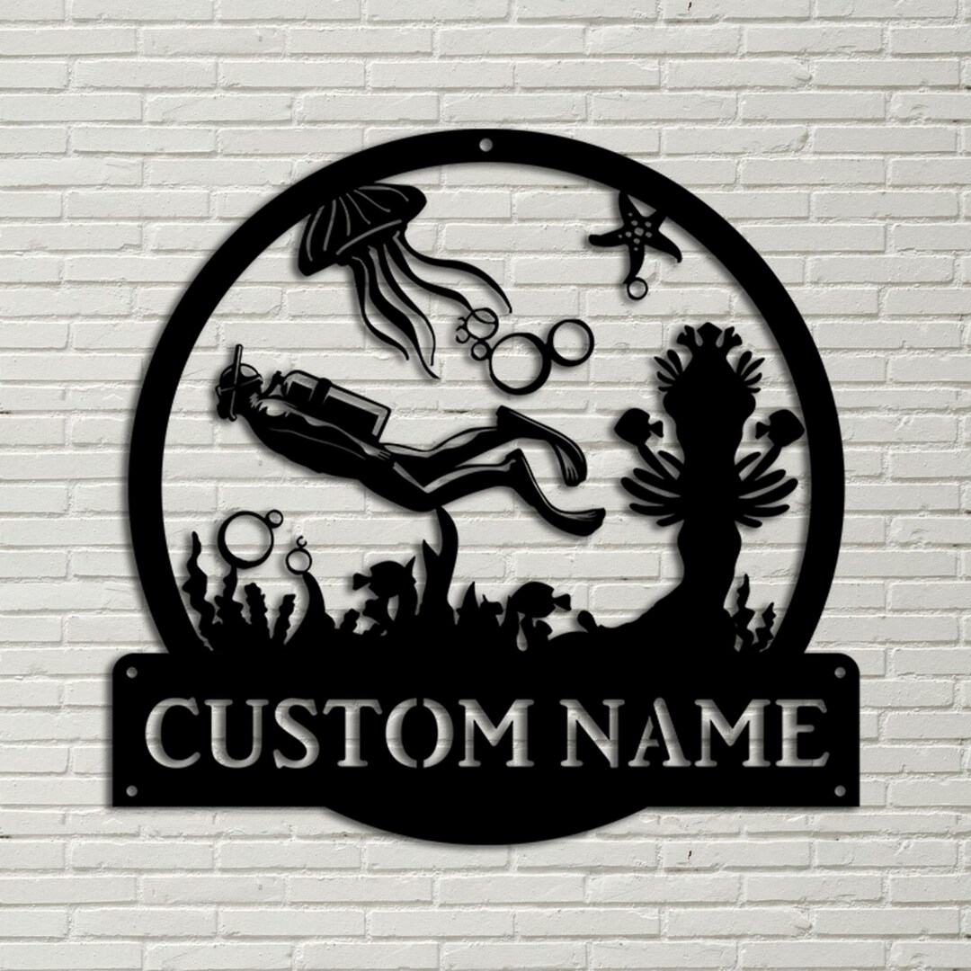Personalized Scuba Diving Sport Monogram Metal Sign Art, Custom Scuba ...