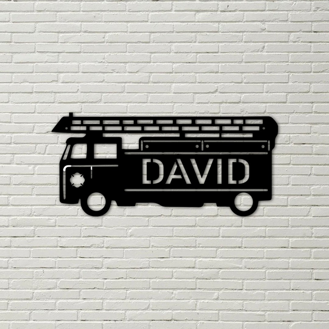 Fire Engine Ladder Truck Metal Sign, Fireman, Metal Sign, Wall Decor ...