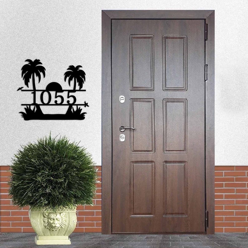 Palm Tree Address Sign Beach Address Plaque Sunset Address - Etsy