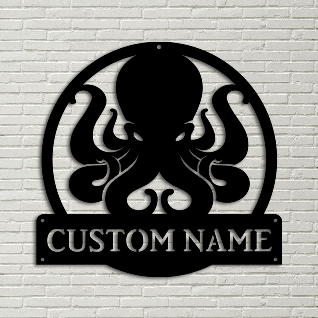 Personalized Octopus Metal Sign Art, Custom Octopus Metal Sign, Octopus ...
