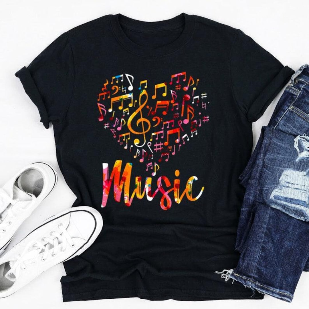 Music Notes Heart Shirt, Music Lover Shirt, Music Notes Shirt, Music ...