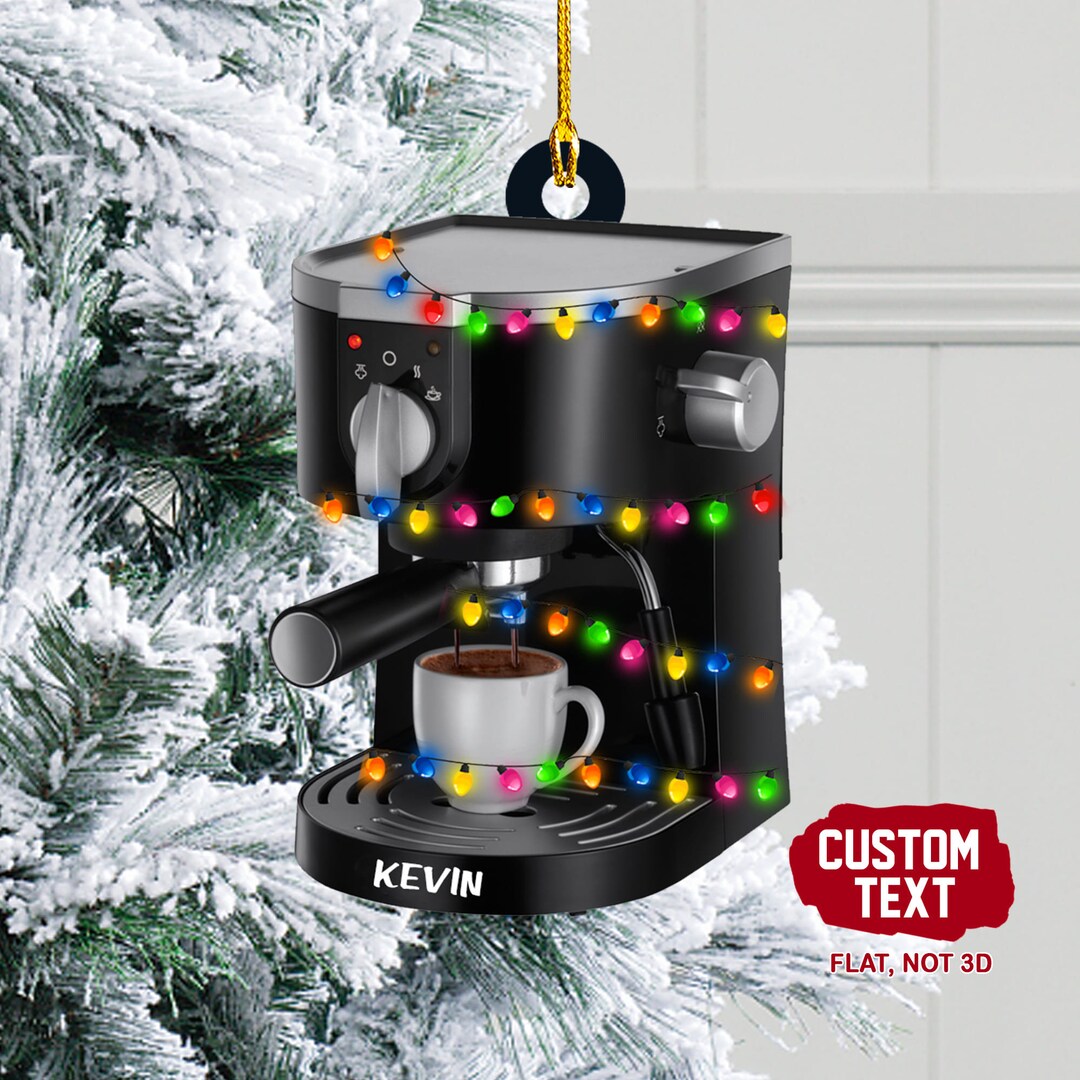 Personalized Coffee Machine Ornament, Custom Name Ornament, Coffee ...