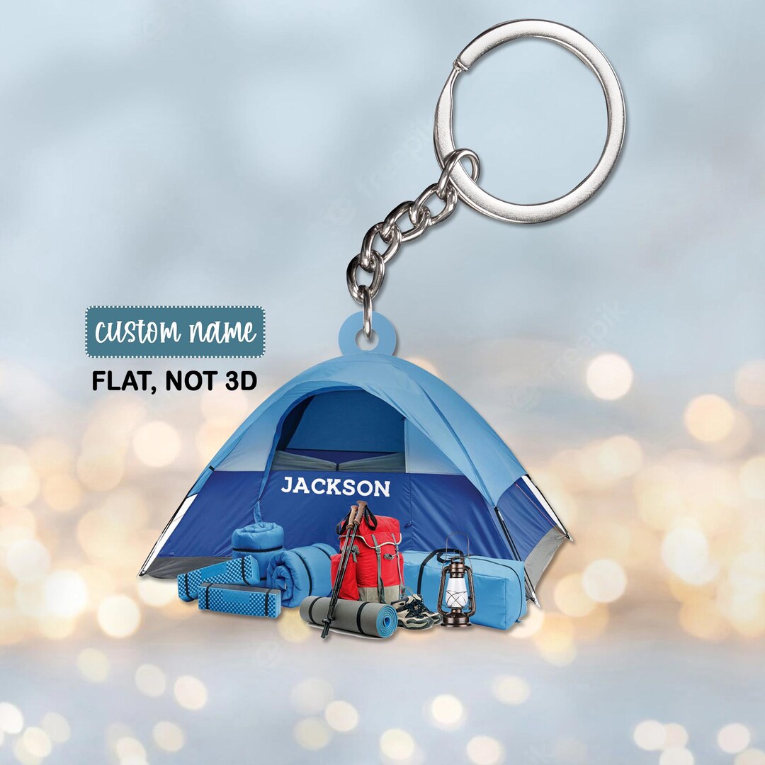 Camping Tent Personalized Flat Keychain, Camping Lover Keychain, Camper ...