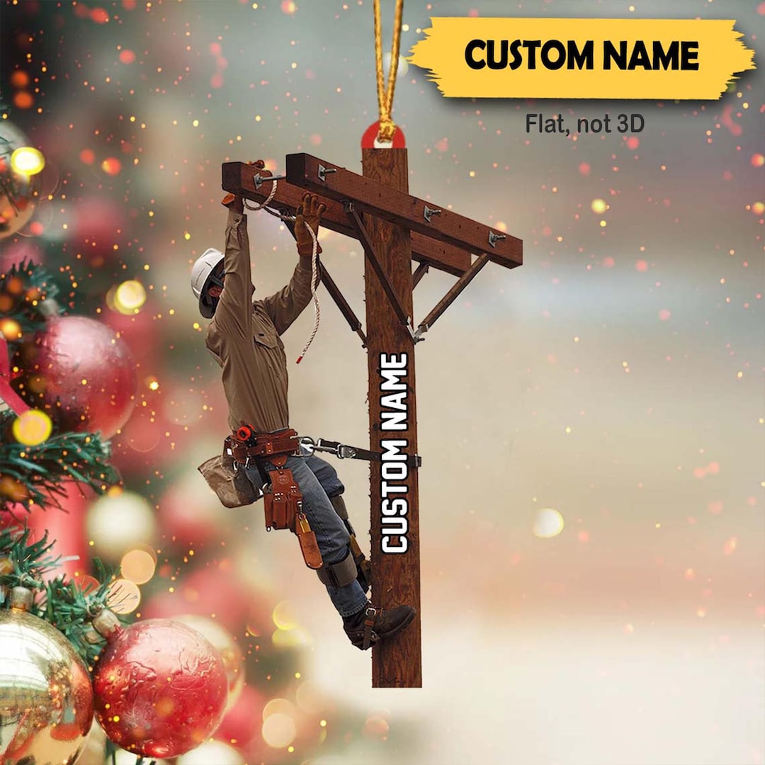 Lineman Outfit Personalized Ornaments, Gift for Lineman, Lineworker ...