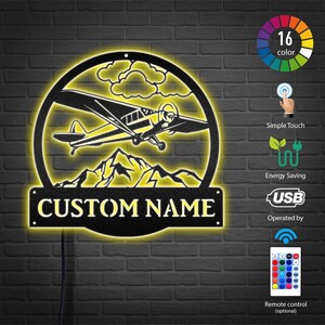 Personalized Airplane Monogram Metal Sign Art ,custom Airplane Metal ...