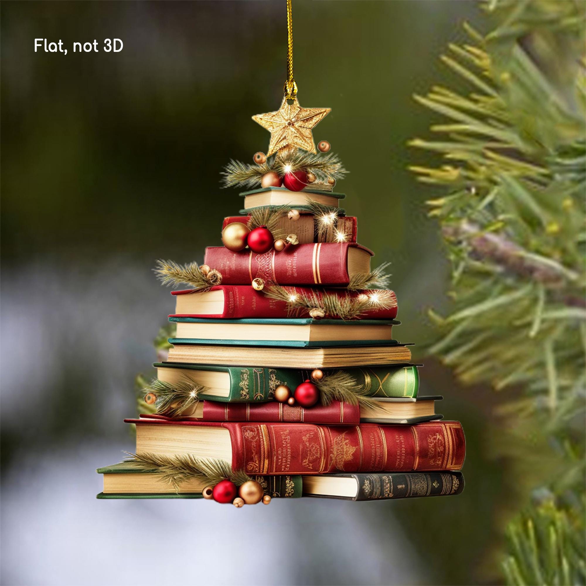 Stack of Books Christmas Tree Ornament, Book Lover Christmas Ornament ...