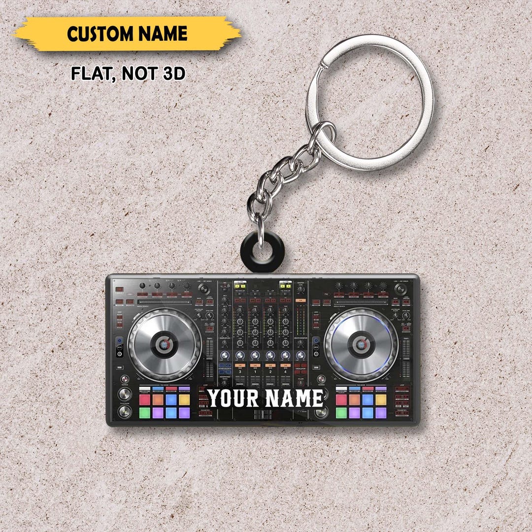 DJ Turntable Shaped Flat Acrylic Keychain, DJ Car Ornament, Custom Name ...