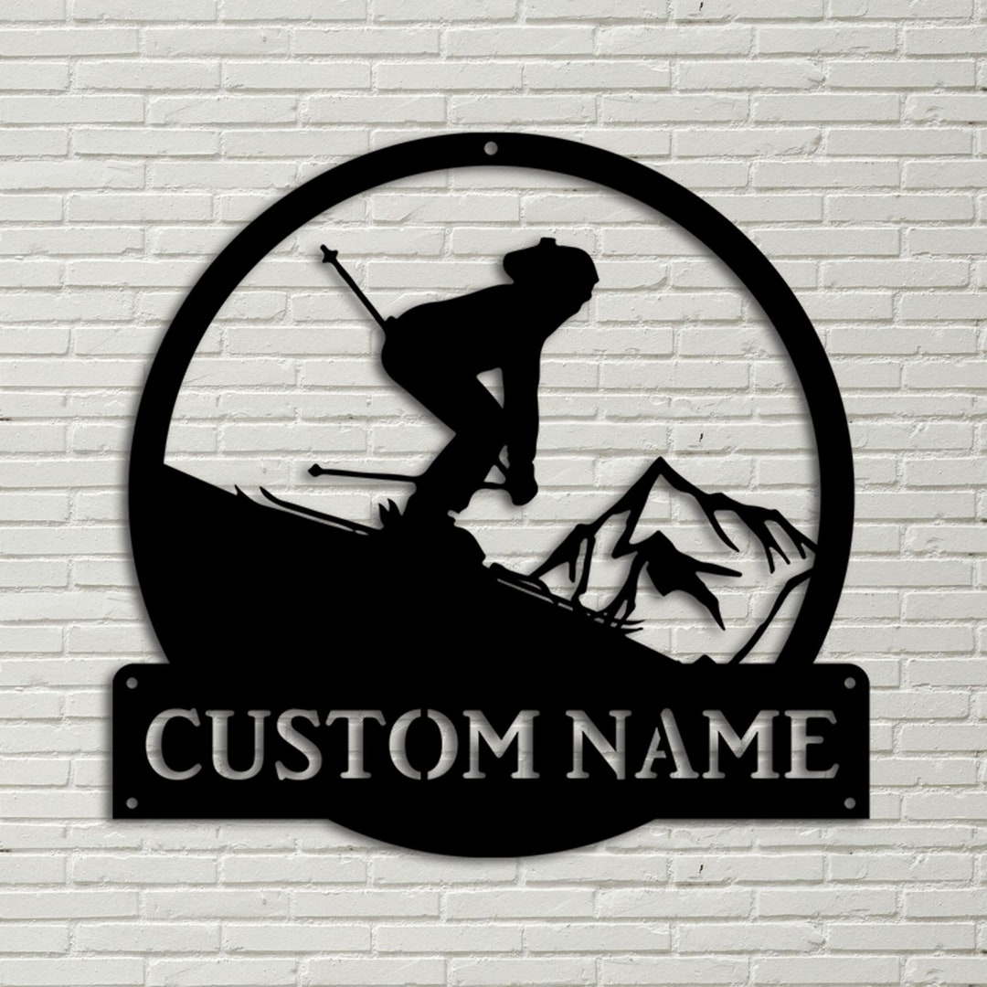 Personalized Skiing Monogram Metal Sign Art, Custom Skiing Metal Sign ...