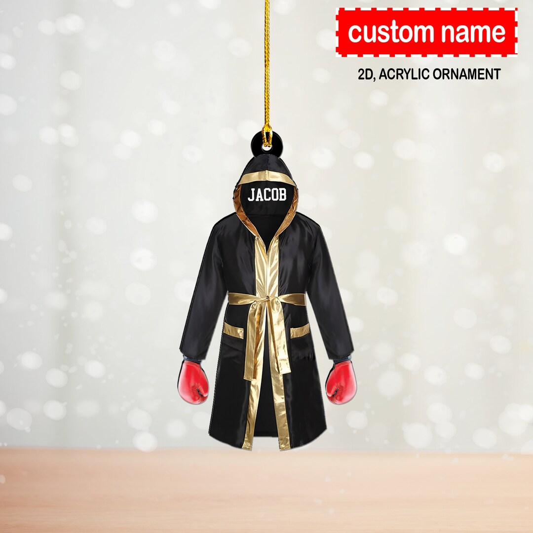 Boxing Robe and Gloves Christmas Ornament, Custom Boxing Ornament, 2D ...