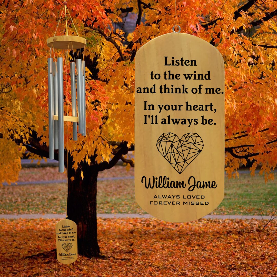 Memorial Wind Chime Listen to the Wind and Think of Me Sympathy Memory ...