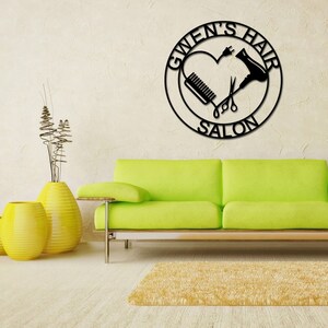 Hair Salon Sign, Metal Hair Stylist Sign, Personalized Salon, Custom ...