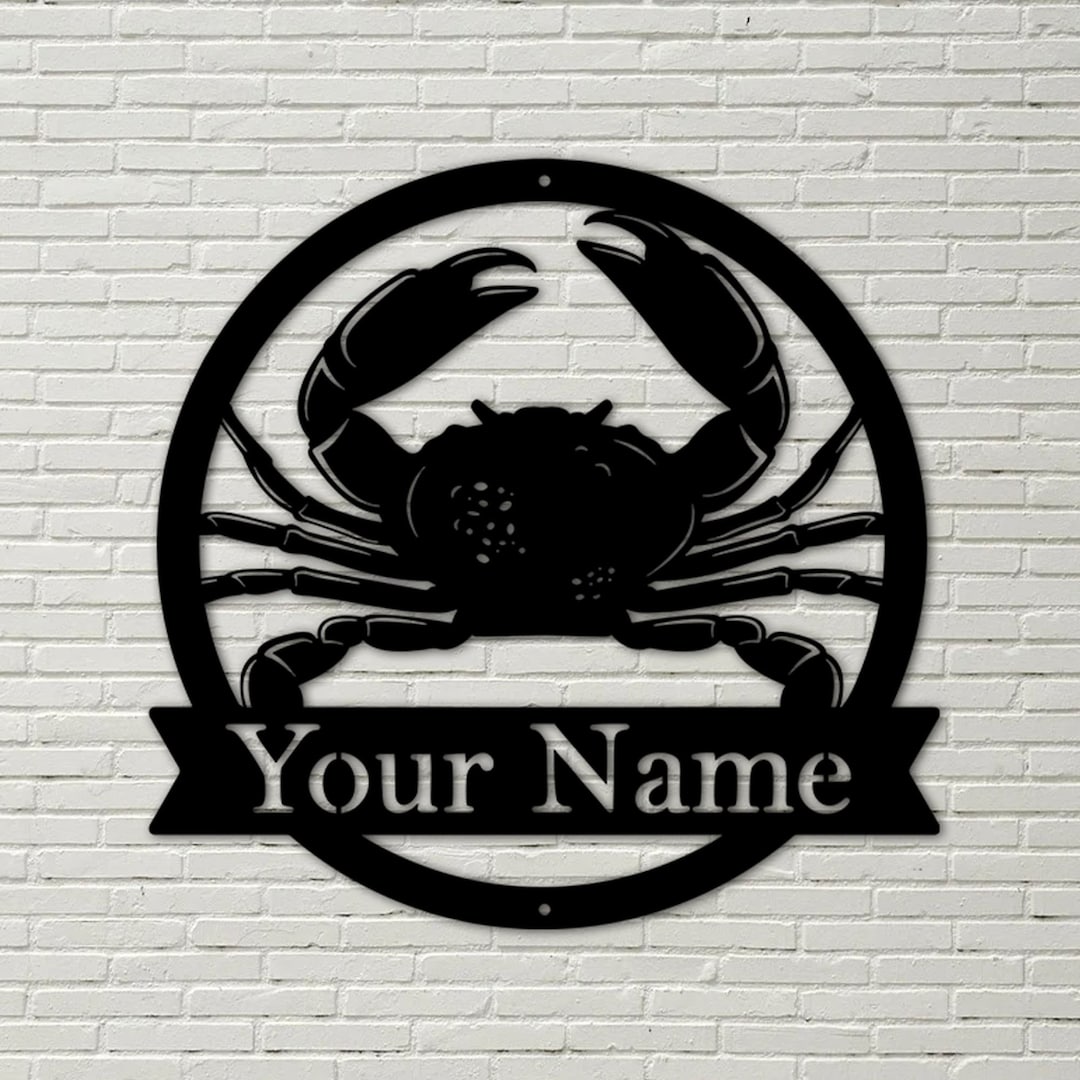 Crab Metal Sign, Door Hanger Metal Monogram Door Hanger Front Door ...