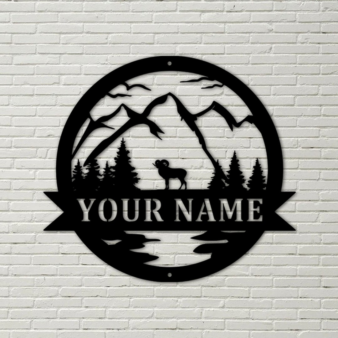 Metal Big Horn Sheep Sign, Hunting Metal Sign, Last Name Sign, Custom ...