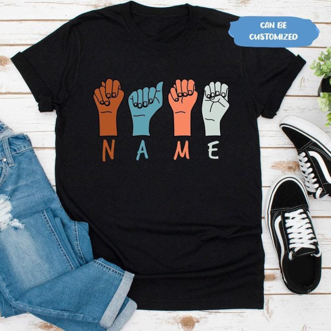 Personalized American Sign Language ASL Vintage Shirt, Custom Name Sign ...
