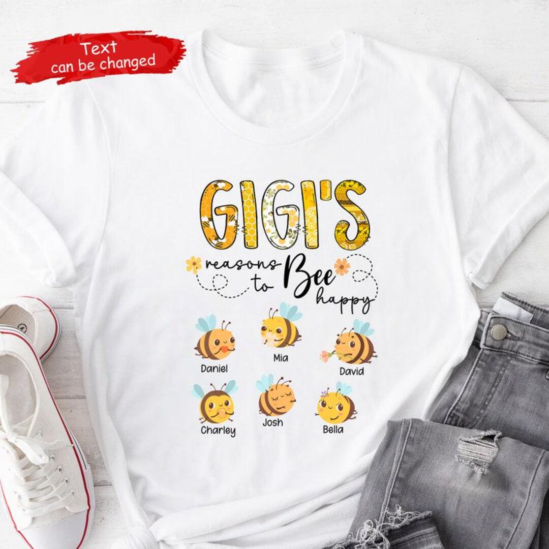 Personalized Grandma Bee Shirt, Grandma's Reasons to Bee Happy Shirt ...