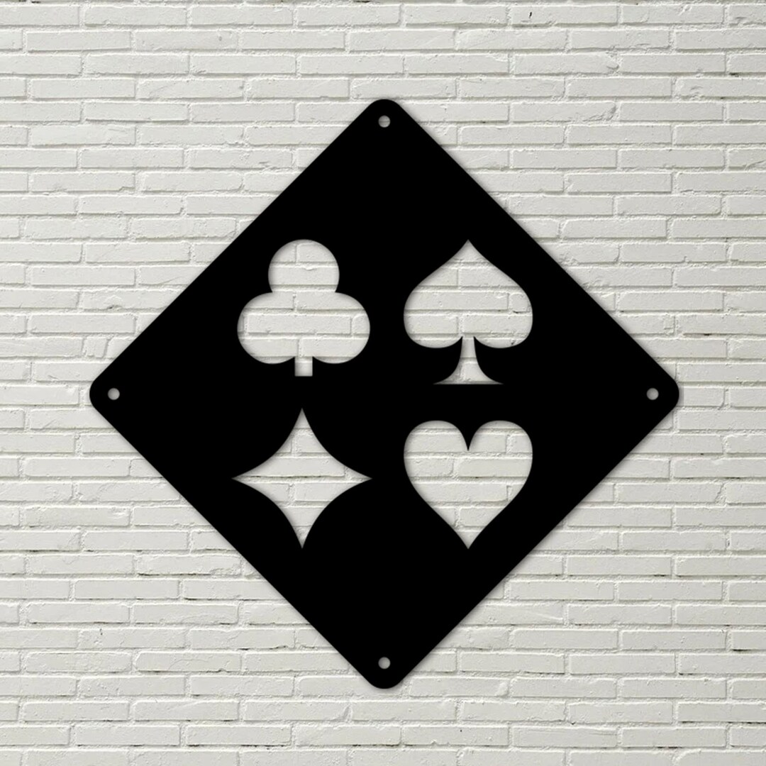 Metal Card Suit Signs, All 4 Included, Metal Gaming Decoration, Game ...
