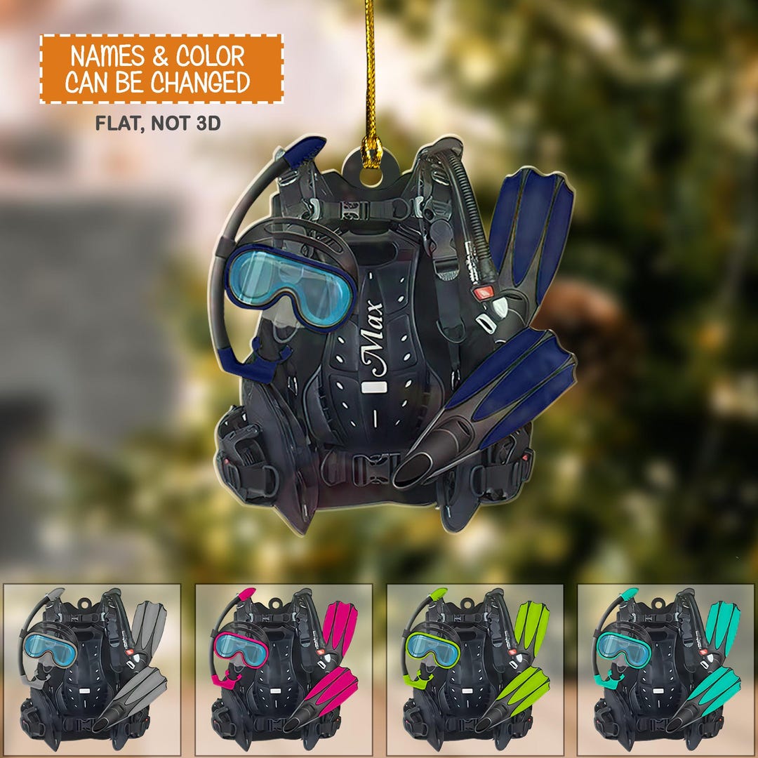 Personalized Scuba Diving Equipment Set Keychain, Custom Dive Suit ...