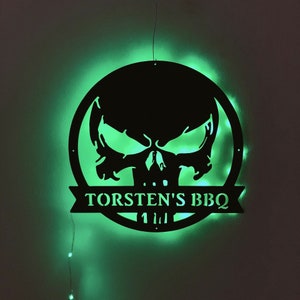 Personalize Skull Led Metal Sign, Custom Skull Metal Sign, Skull Sign ...