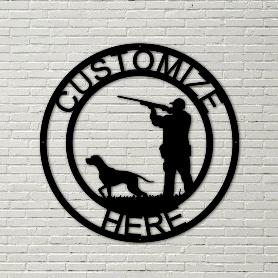 Metal Hunter and Dog Sign, Metal Hunting Decoration, Metal Dog ...