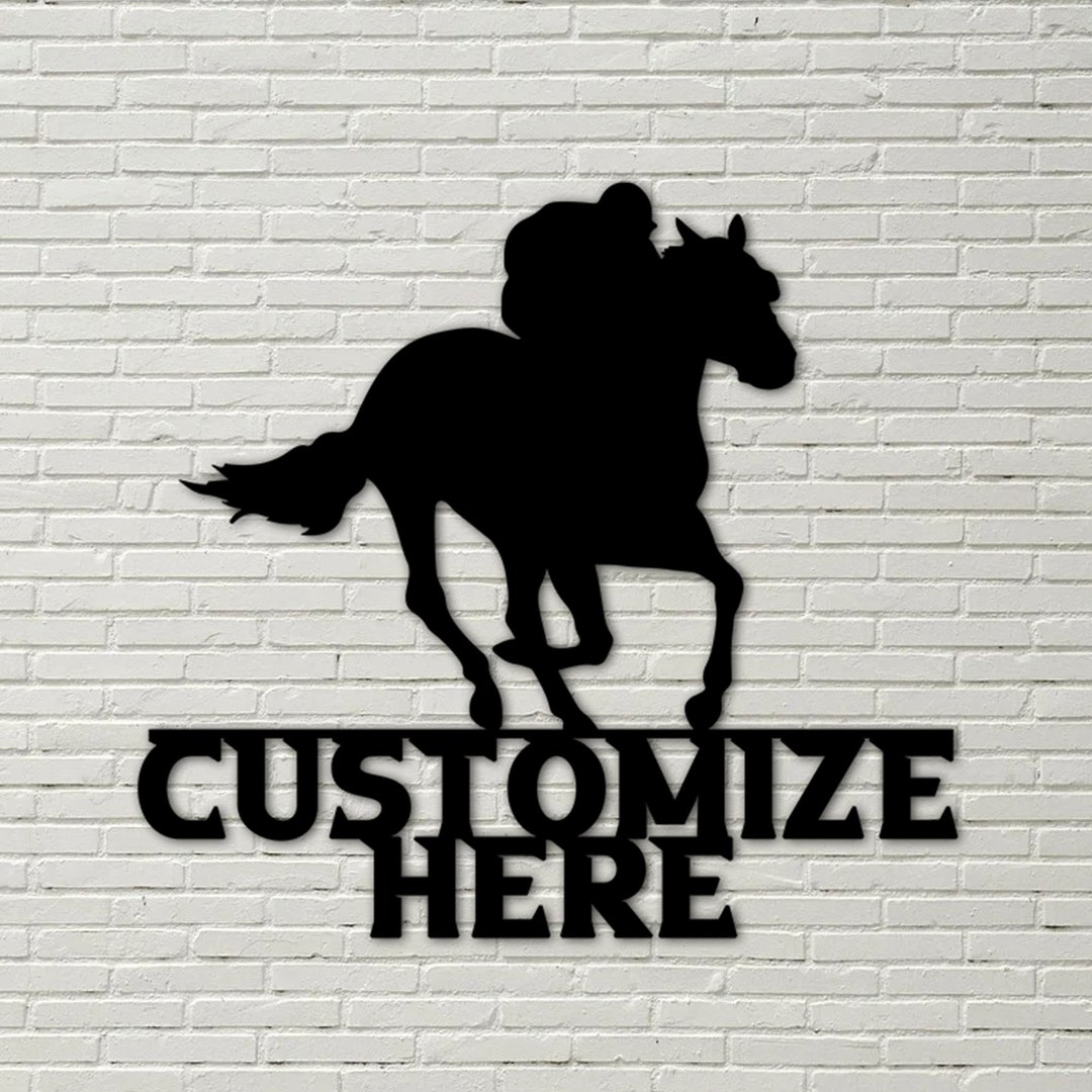Custom Horse Racing Metal Sign, Personalized Metal Horse Decor, Horse ...