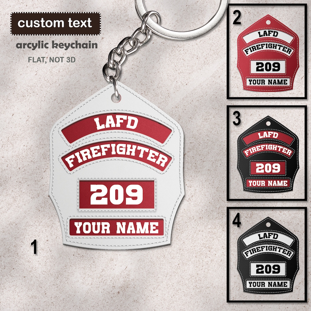 Firefighter Helmet Shield Custom Acrylic Keychain, Fireman Keychain ...
