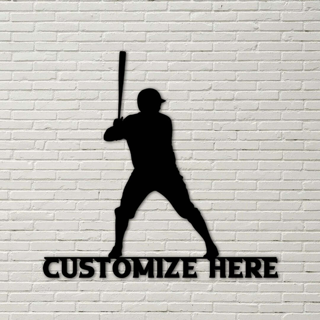 Customizable Metal Crossed Baseball Bat Sign, Baseball Bat Sign ...