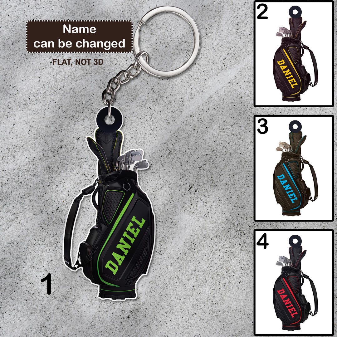 Golf Bag 2D Keychain, Golf Lover Gift, Custom Golf Flat Keychain ...