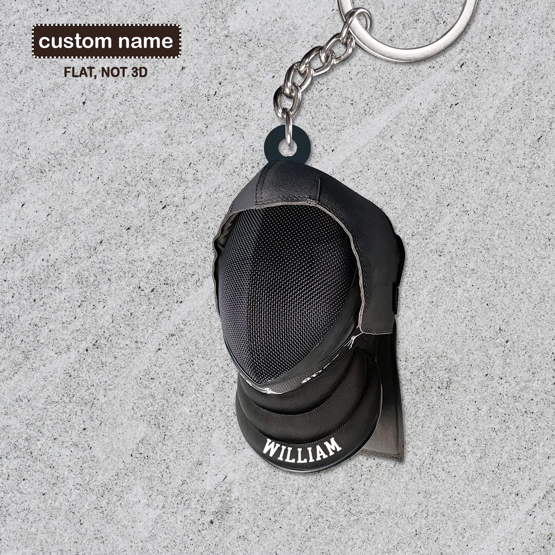 Fencing Mask 2D Keychain, Fencing Headgear, Custom Fencing Keychain ...