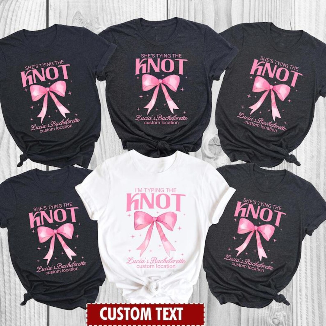 Personalized Pink Bow Bachelorette Party Shirts, Custom Bachelorette ...