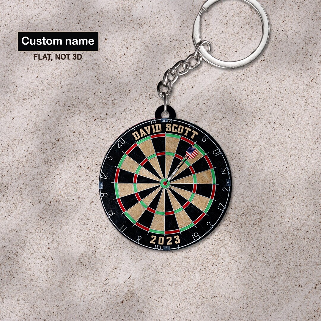 Dart Board Acrylic Keychain, Custom Name Darts Keychain, Darts Lover ...